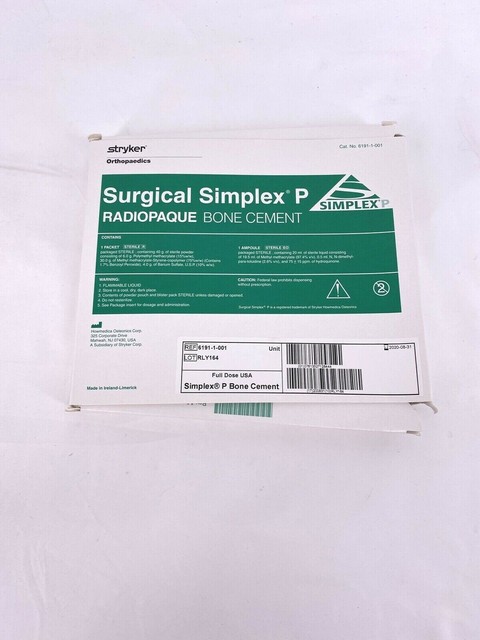 Stryker 6191 1 001 Howmedica Osteonics Surgical Simplex P Bone Cement ...