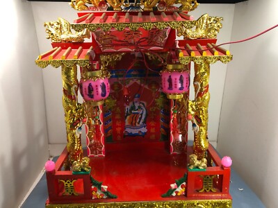 Antique Chinese earth god shrine with lights, free standing, very ...