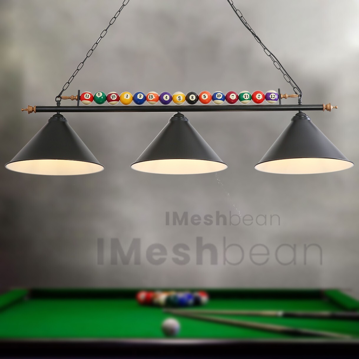 47" 3-Light Hanging Pool Table Lights Fixture Billiard Pendant Lamp ...