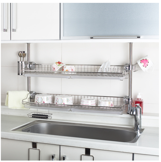 Stainless 2 Layers Premium One Touch Multi Sink Rack Shelf Series for ...