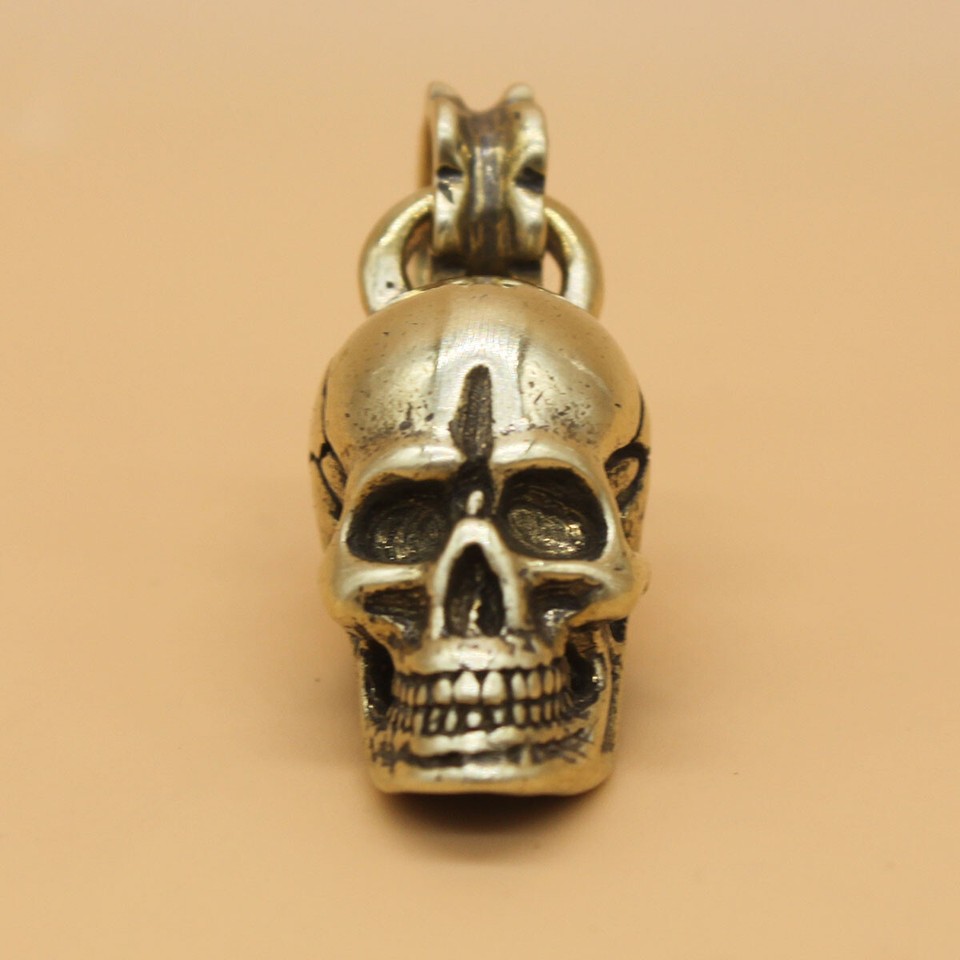 Brass Skull Keychains Keyring Skull Pendant Punk Biker Key Chain | eBay