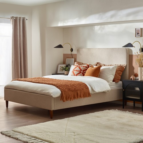 **Seconds** Romy King Size Cream Mininalist Bed Frame Upholstered in ...