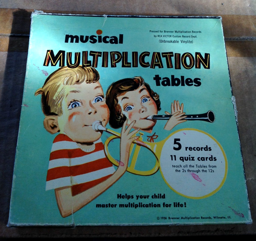 Musical Multiplication Tables 5 33 rpm records 11 Quiz Cards COMPLETE ...