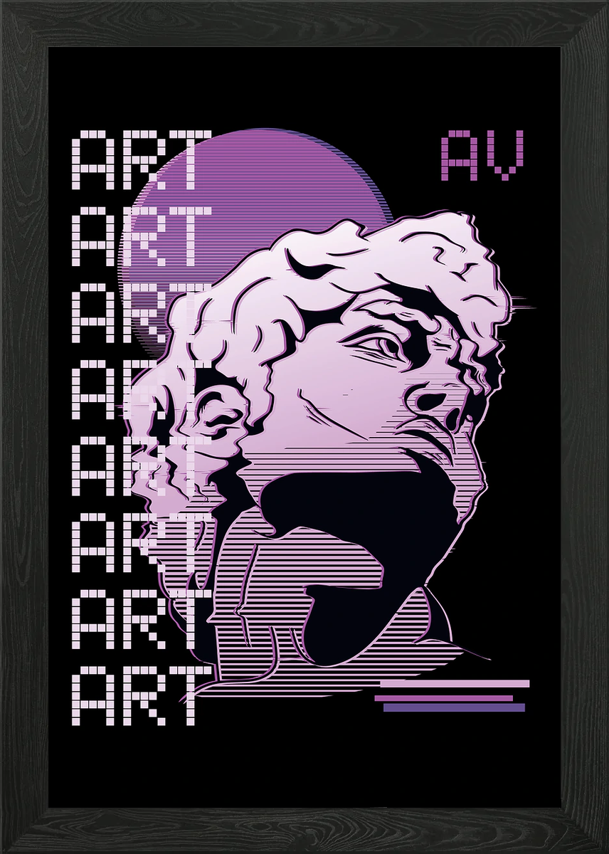 Vaporwave Art Sculpture Framed Wall Art Poster Canvas Print Picture ...
