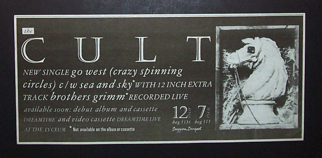 The Cult Go West Dreamtime 1984 Small Poster Type Ad, Promo Advert | eBay