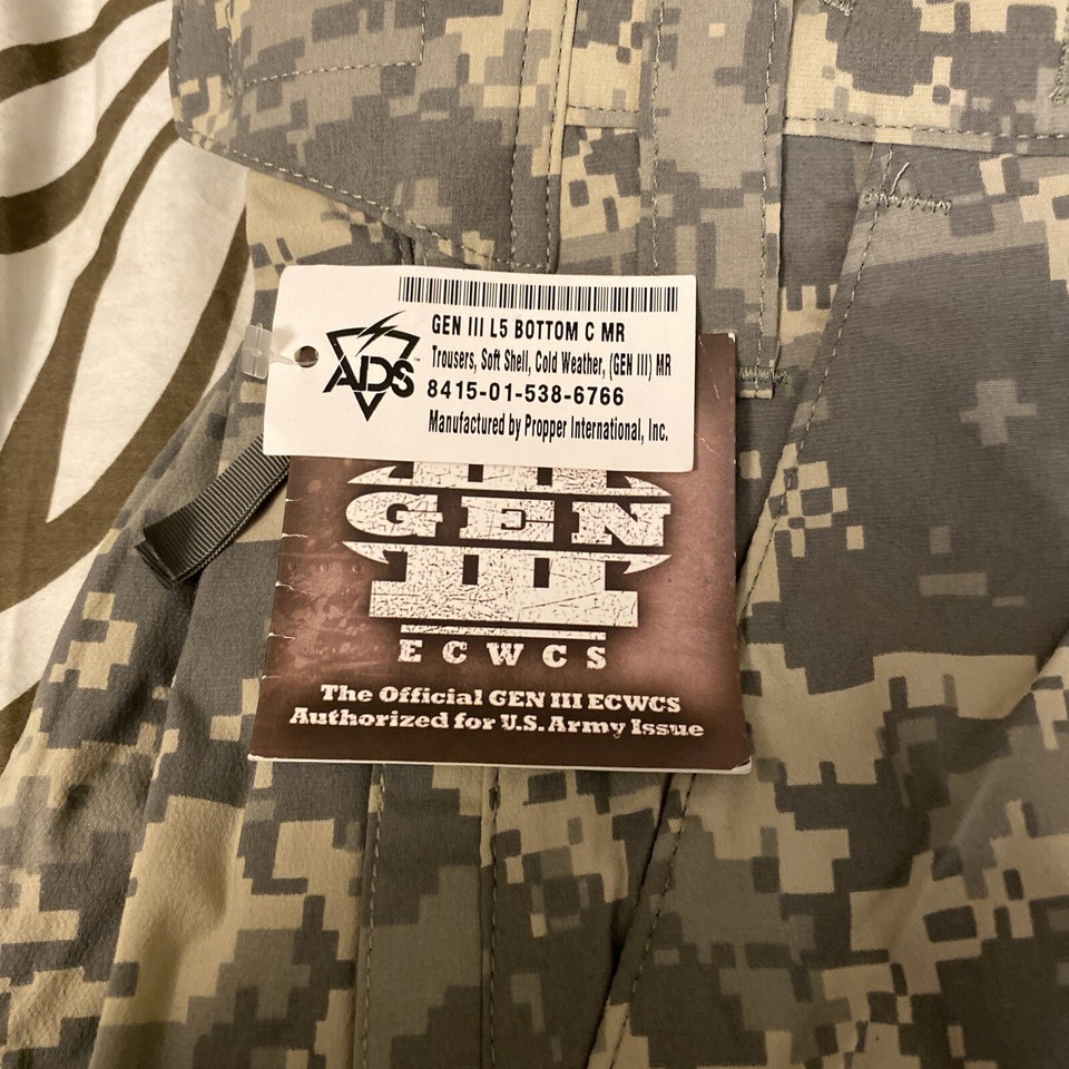 Military ACU Gen III L5 Soft Shell Cold Weather Pants Trousers Medium ...