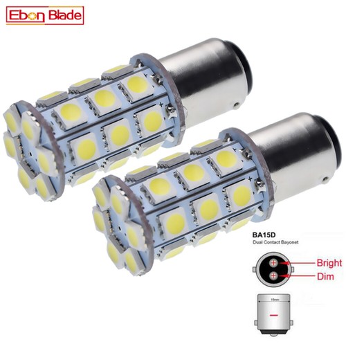 2 x 6V 6 Volt LED BA15D 1142 Dual LIGHT WHITE 27 SMD Caravan Car Auto ...