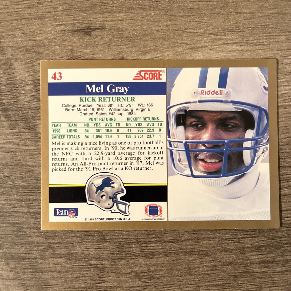 1991 Score Football Card #43 Mel Gray Detroit Lions NFL Mint | eBay