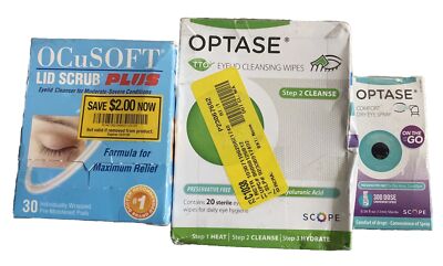 OPTASE Eyelid Cleansing Wipes Comfort Dry Eye Spray Occusoft Lid Scrub ...