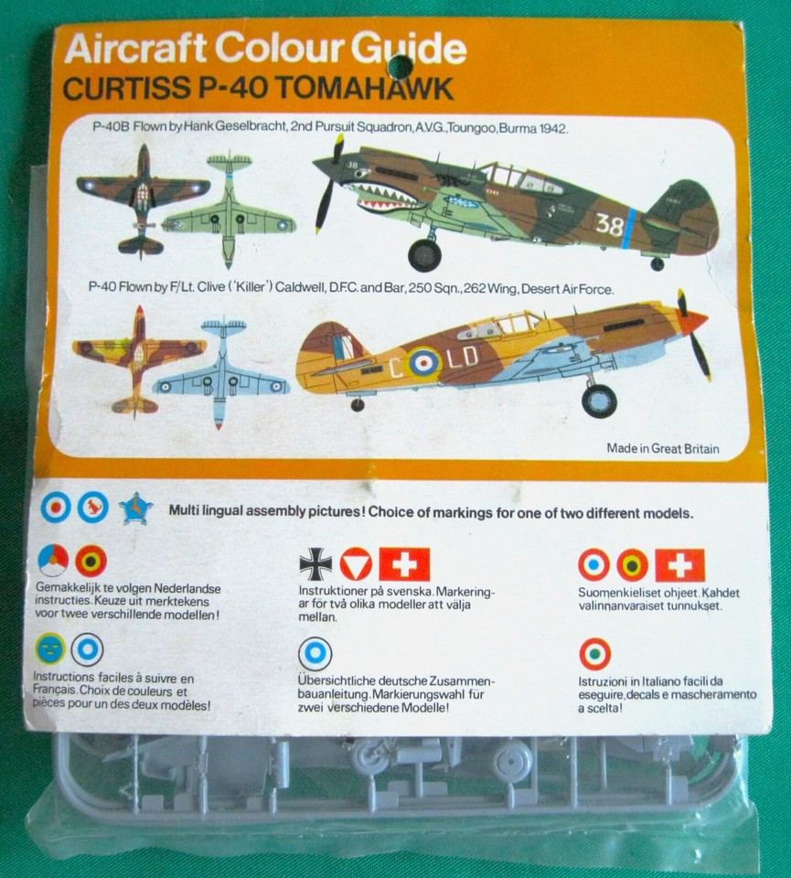 Vintage 1969 1/72 Frog Curtiss P-40 Tomahawk Plastic Model Kit | eBay UK
