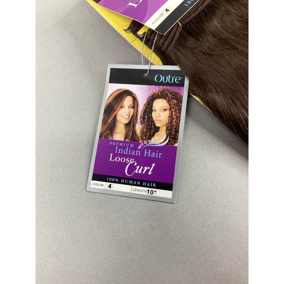 Outre Indian Loose Curl Hair Extensions 10" #4 Dark Brown 100% Real ...