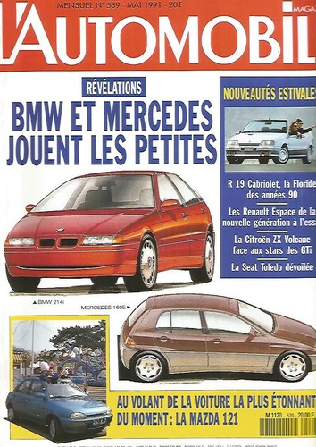 L'AUTOMOBILE MAGAZINE N°539 BMW 214i / MERCEDES 160E / MAZDA 121 / R19 ...