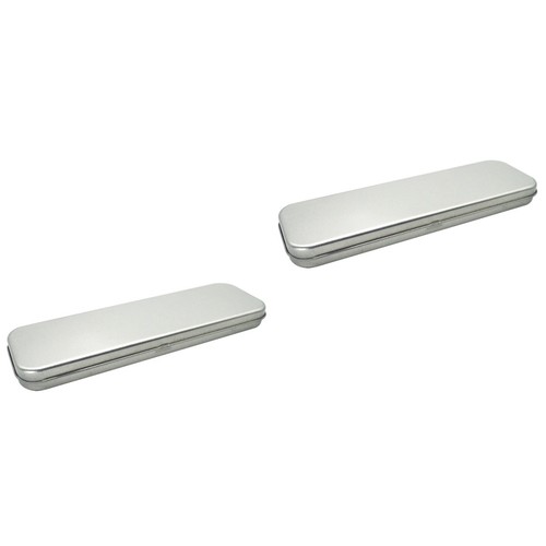 2pcs Metal Pen Case Rectangular Metal Tins Empty Tin Box Hinged ...