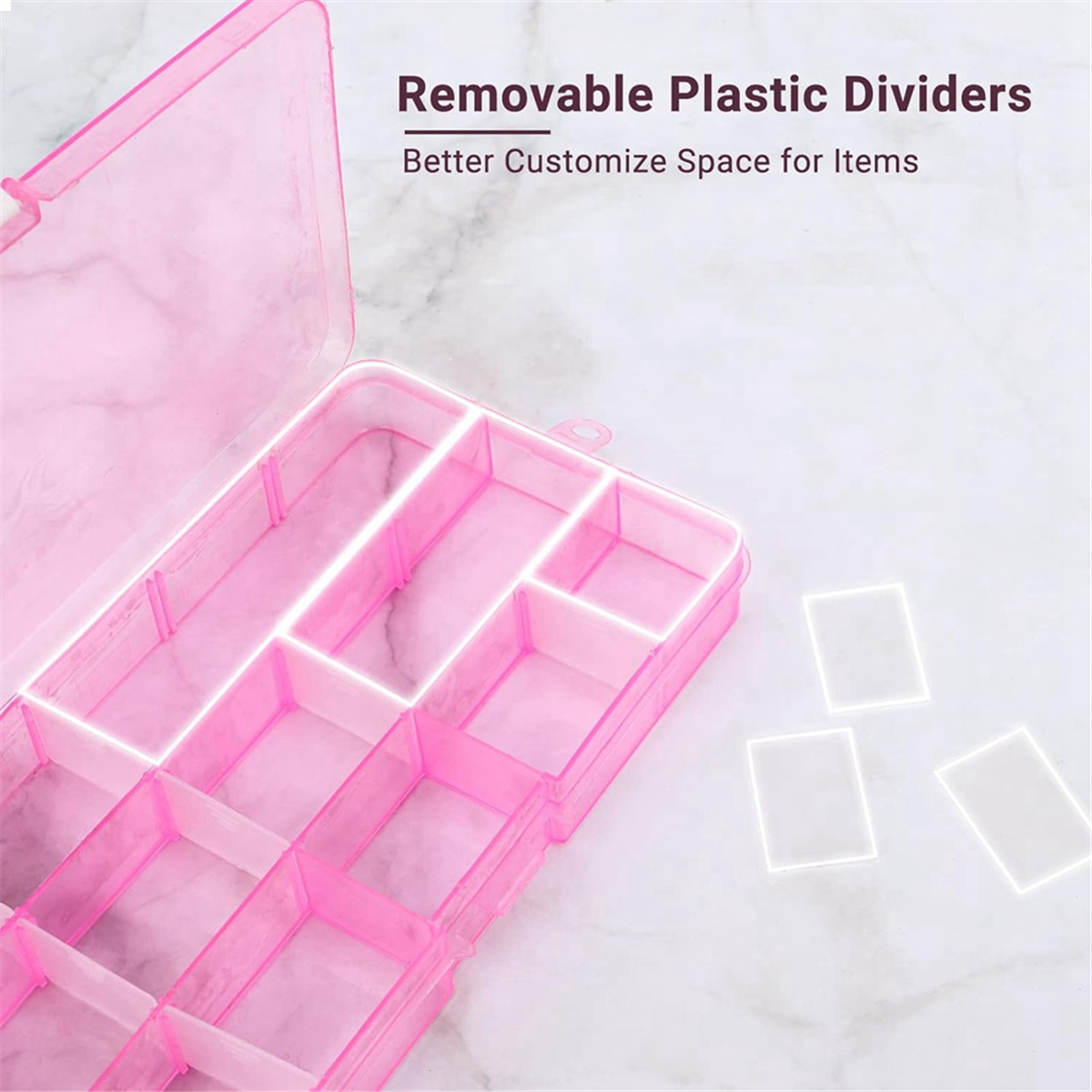 Small Compartment Organizer Case, 4PCS 15-Grid Adjustable Plastic Box ...