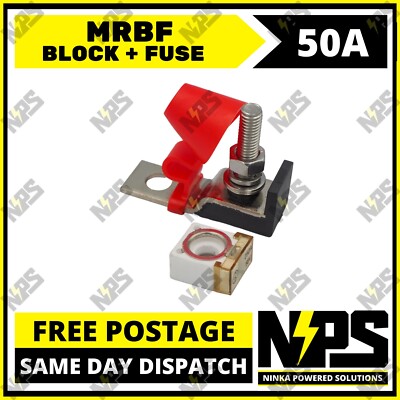 50A MRBF Terminal Ceramic Fuse + Holder Block 8mm 58V CF Battery Mount ...