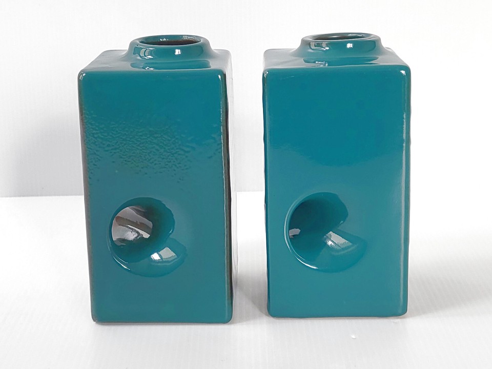 Pair of Vintage Vases 1960 Ceramic VEB Haldensleben 60s Retro Space Age ...