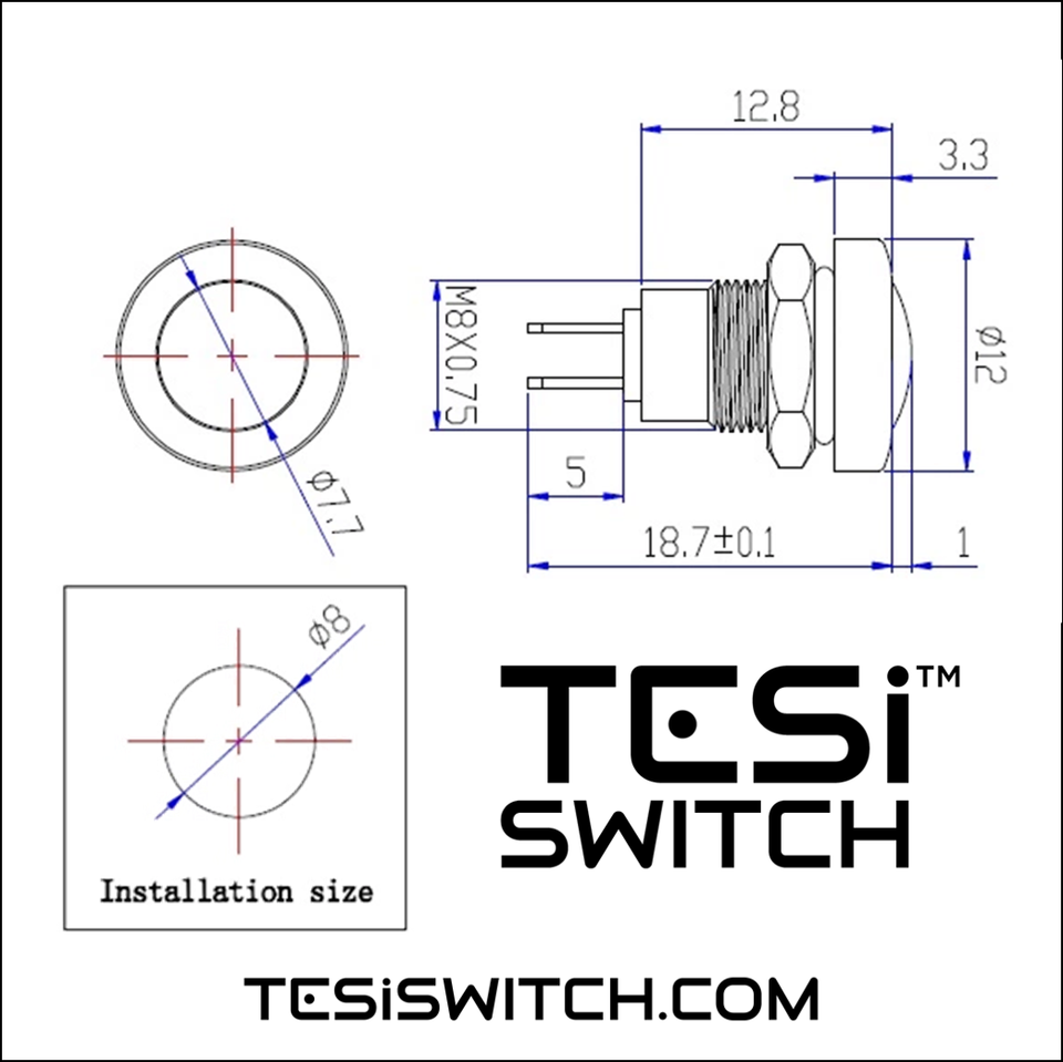 Tesi Switch MICRO Metal Black 8mm Momentary Guitar Kill Switch | eBay