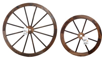 Garden Cartwheels Decorative Ornamental Wooden Burntwood Cart wheels 2 ...