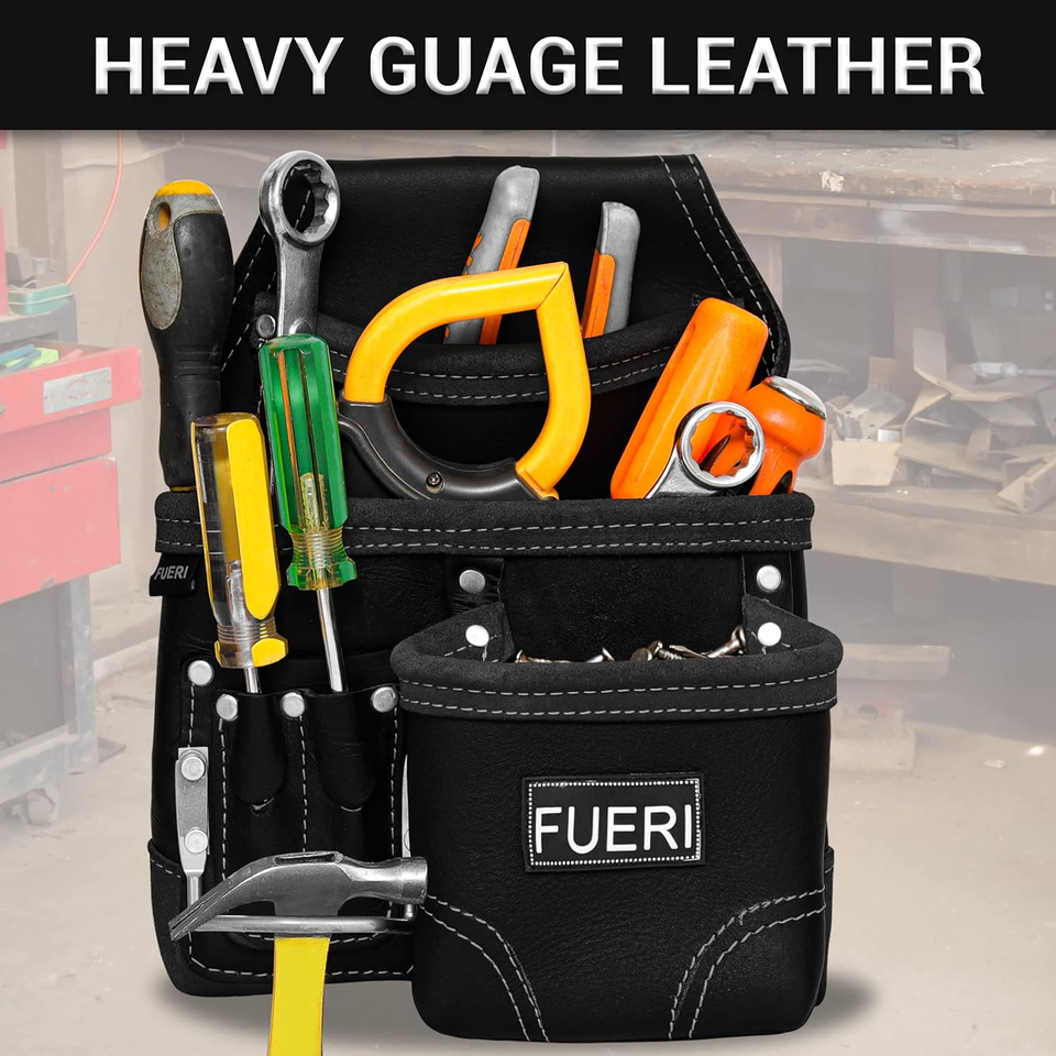 Leather Tool Pouches with Belt Clip Utility Bags Work Heavy Duty Belts ...