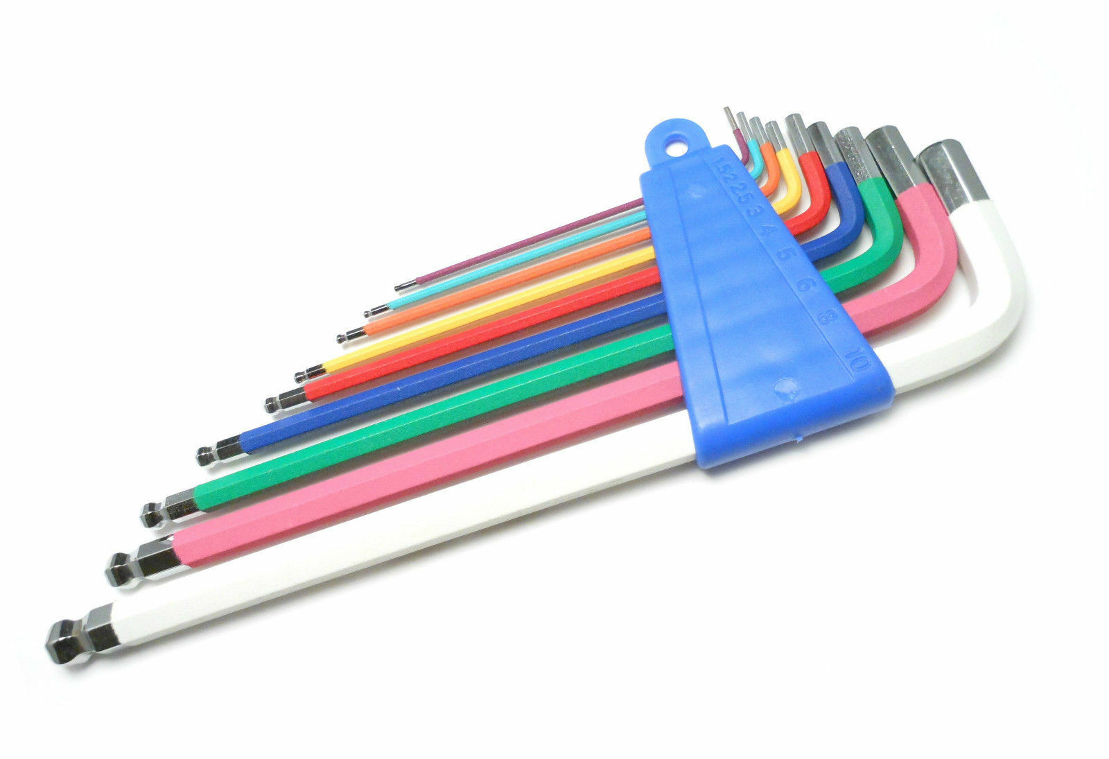 Hex Allen Key Set Coloury Long Series with Ball Ends Chrome Vanadium ...