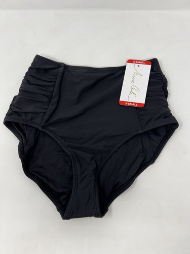 Anne Cole Women's High Waist Bikini Bottom Black Shirred | eBay