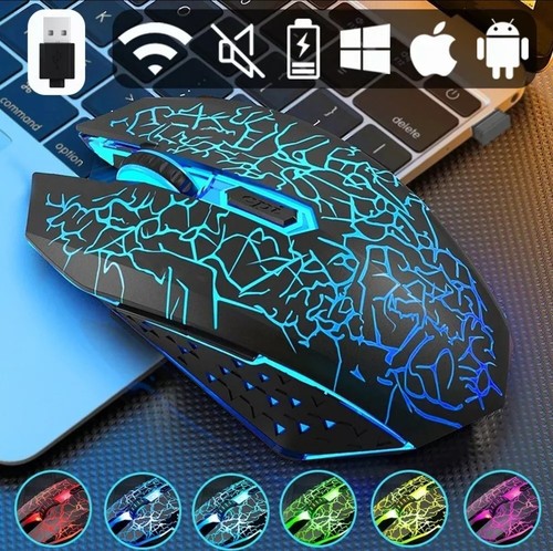 1-Wireless USB Optical Mice Gaming Mouse 7 Color LED Backlit ...