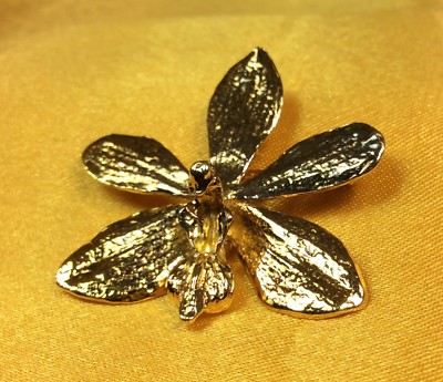 925 Sterling Silver Gold Tone Orchid Brooch Pin Fine Jewelry | eBay