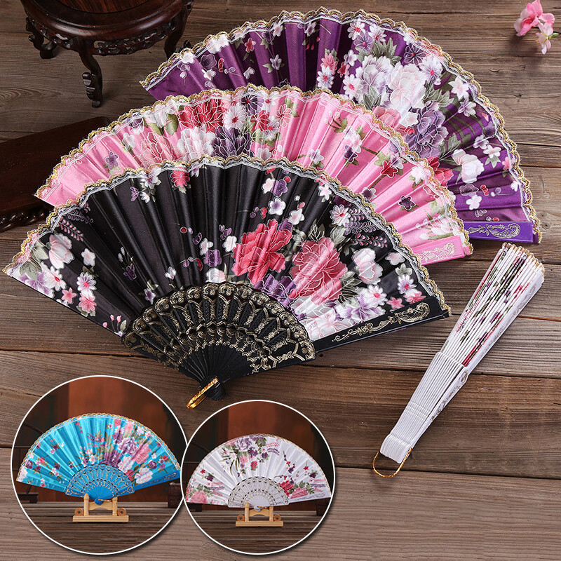 Vintage Fans For Weddings Wedding Fans Elegant Lace Folding Fan Rose