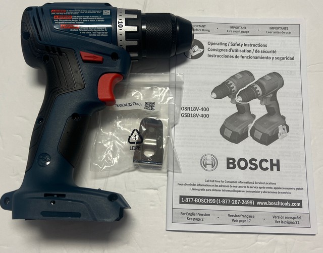 BOSCH GSR18V-400 18V Volt Li-Ion 1/2" Compact Brushless Drill/Driver w ...