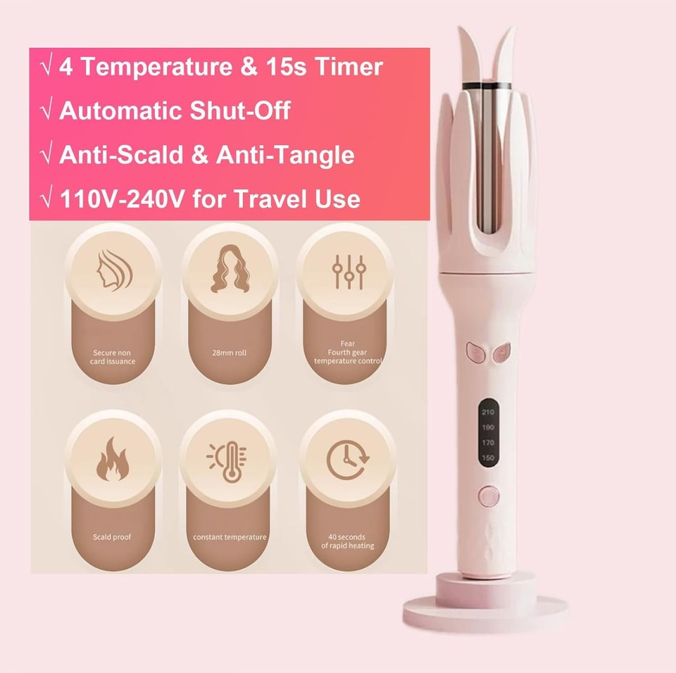 Automatic Hair Curler, Curling Iron Hair Waver with 4 Temperature & 15s ...