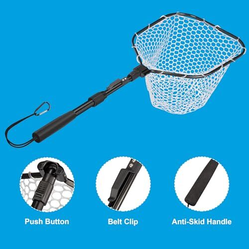 Fishing Net With Extending Telescoping Pole Handle Durable Silicone ...
