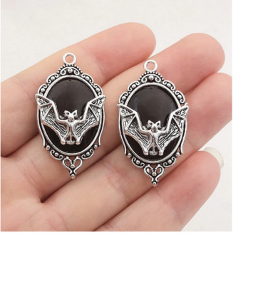 Large BLACK VAMPIRE BAT GOTH Pendant Charm On 24" 925 Sterling Silver ...