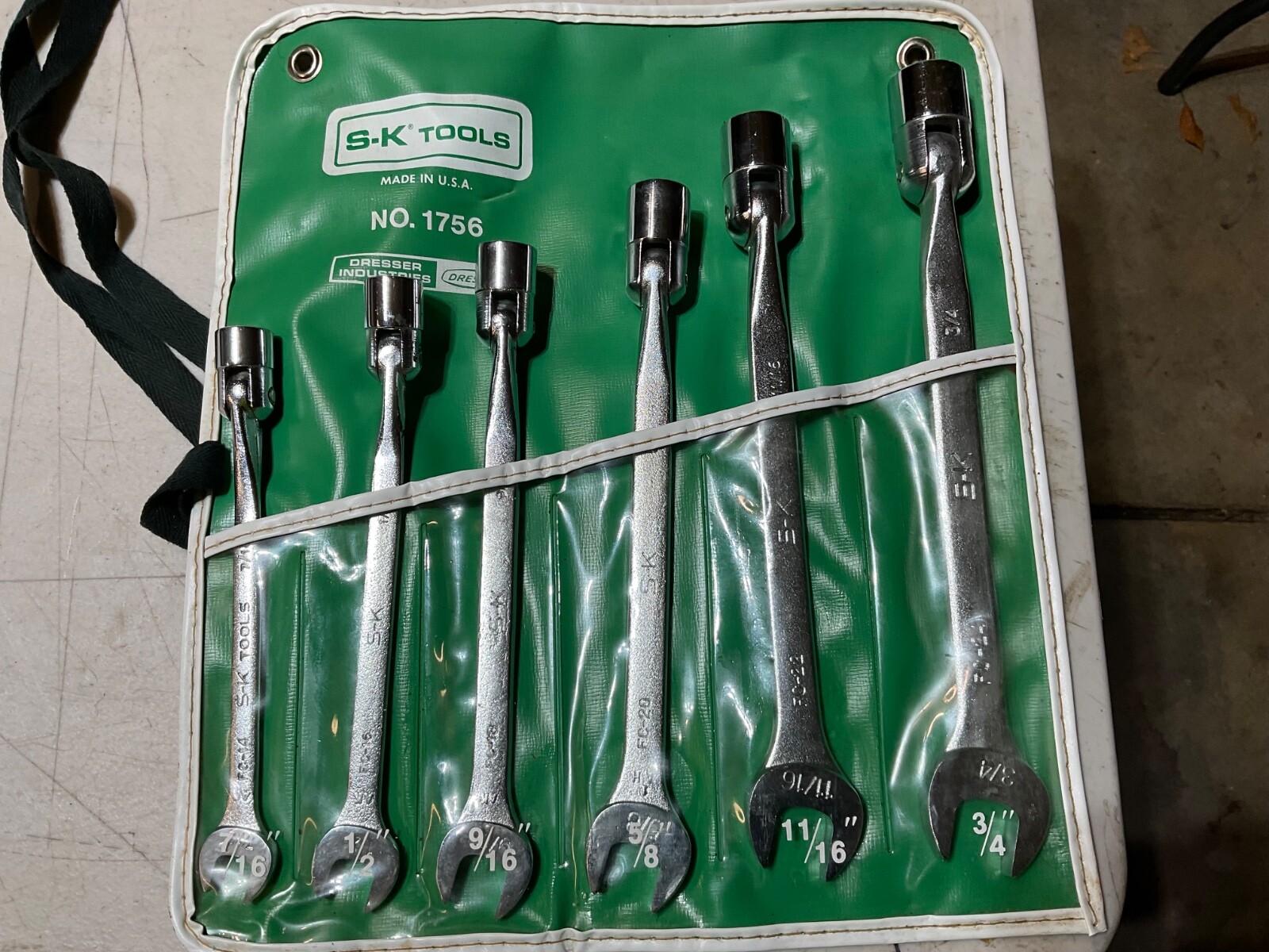 S-K vintage NOS Saltus / flex end 6 piece wrench set #1756 made in USA ...