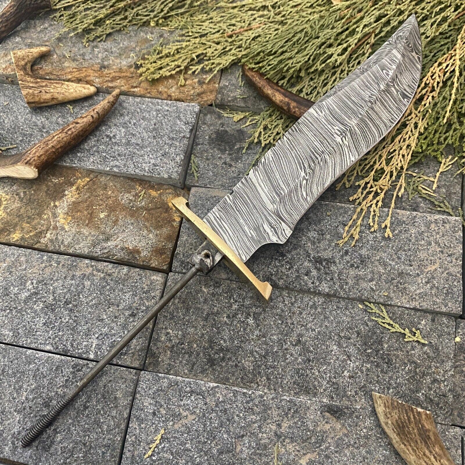 SHARD BLADE CUSTOM HAND FORGED DAMASCUS STEEL BOWIE BLANK BLADE HUNTING ...