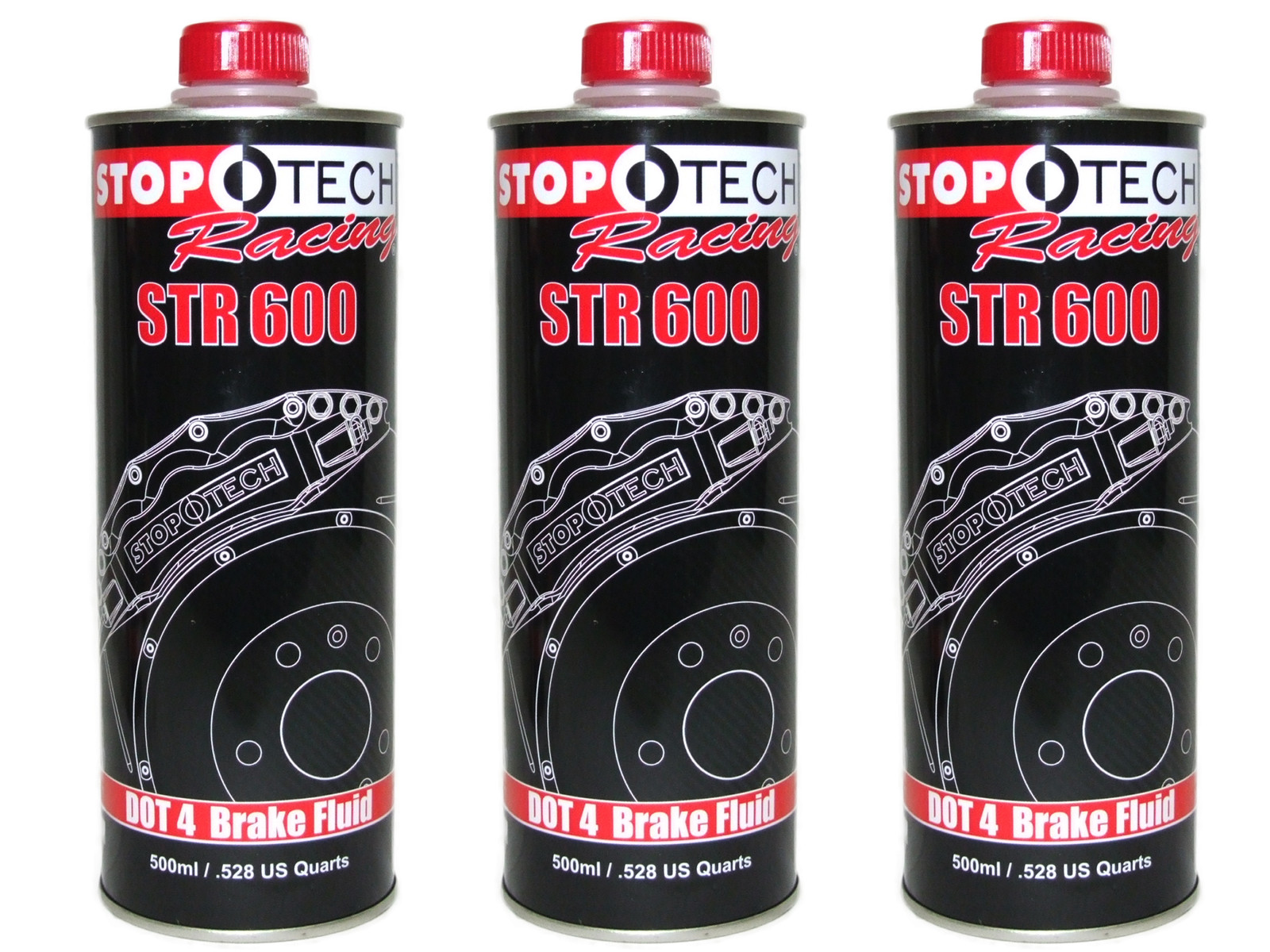 (3x 500mL Cans) Stoptech Racing STR600 High Performance 594F DOT 4 ...