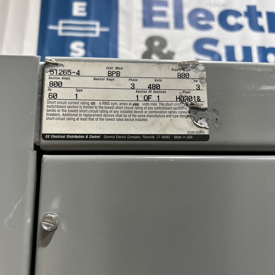 800 Amp GE SCP PLUS Panelboard Main Breaker 3PH 4W 480v | eBay