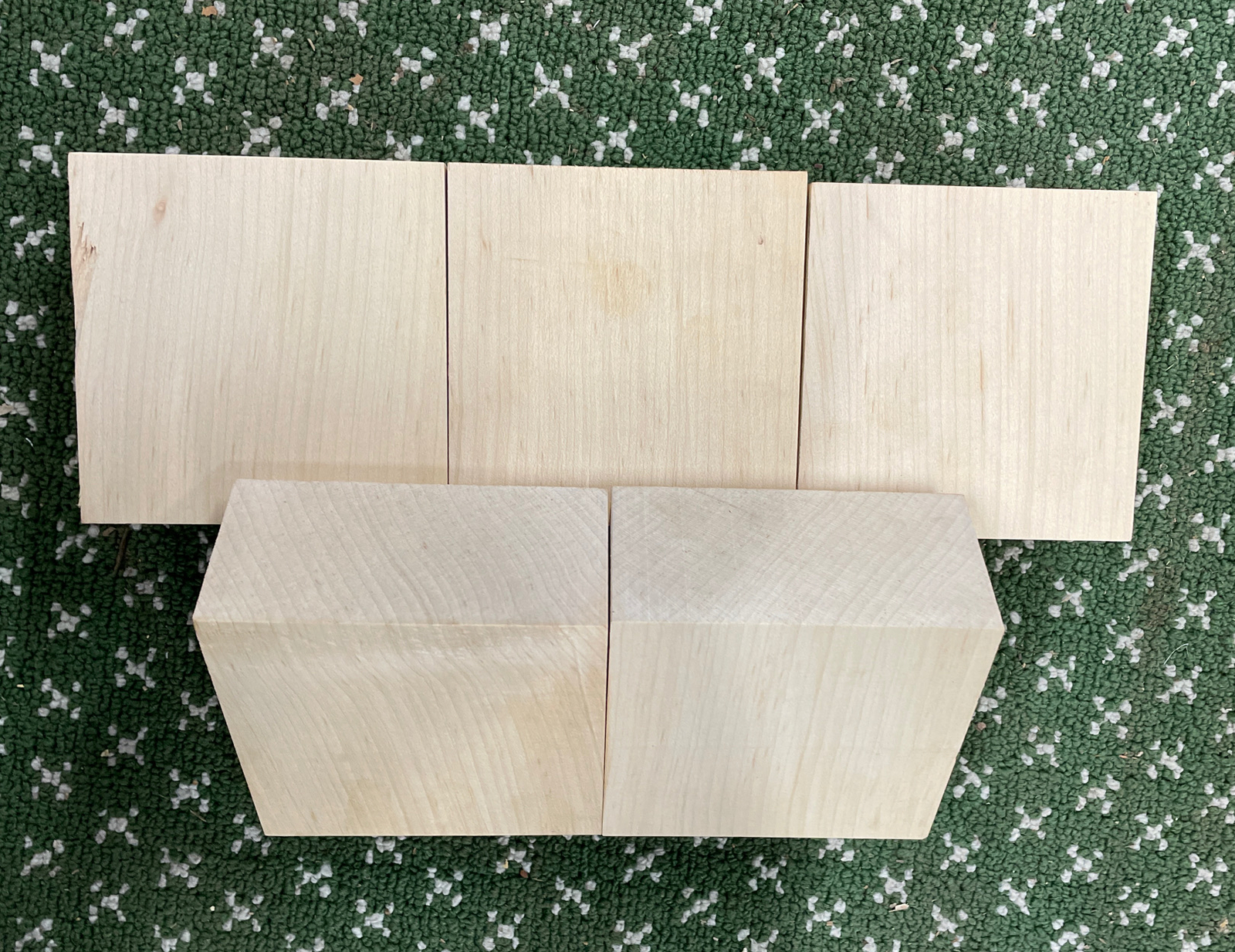 5 Pack, Hard Maple Bowl Platter Turning Square Carving Lumber Wood 4" x ...