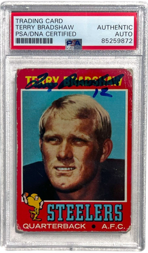 TERRY BRADSHAW SIGNED 1971 TOPPS ROOKIE CARD #156 STEELERS FOOTBALL RC ...