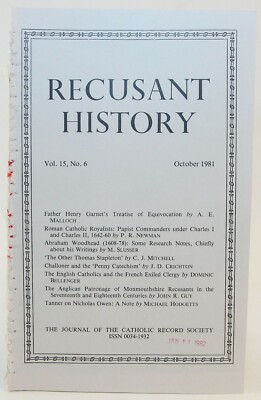 Recusant History: Research in Post-Reformation Catholic History October ...