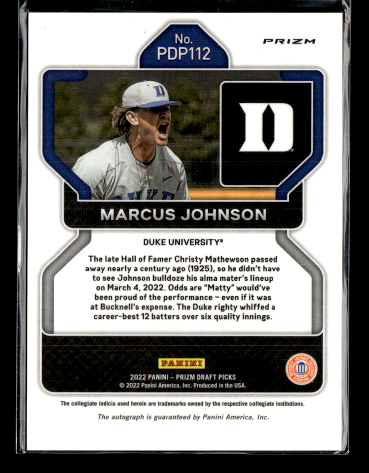 Marcus Johnson 2022 Prizm Draft Picks Silver Prizm Auto | eBay