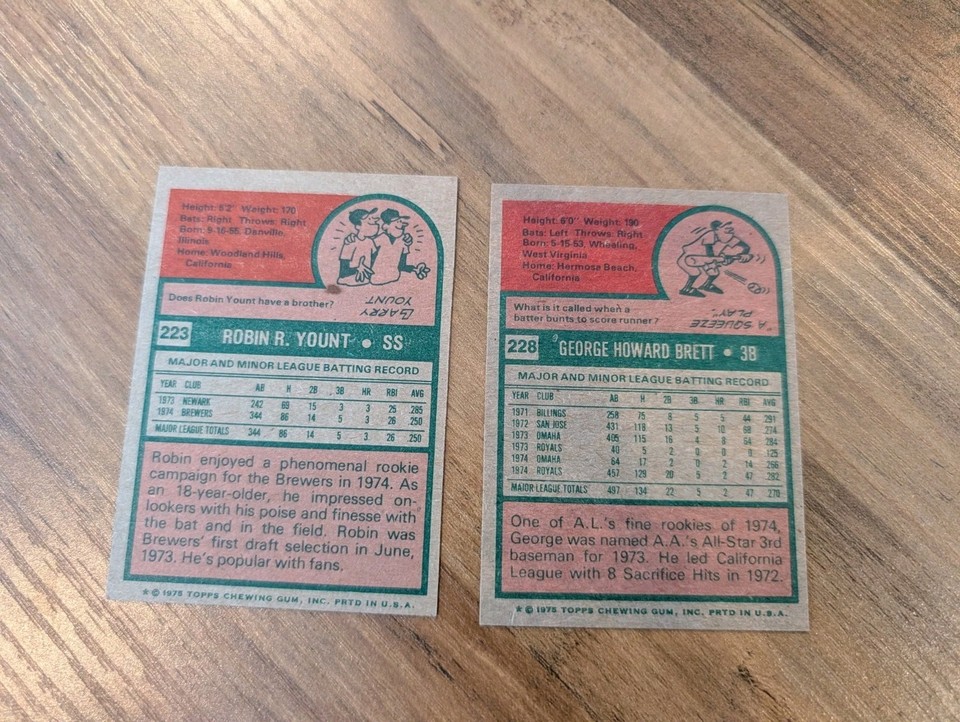 1975 Topps Baseball Complete Set #1-660 George Brett & Robin Yount ...
