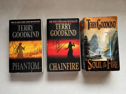 Lot of 3 PB TERRY GOODKIND Books Phantom Chainfire Soul of the Fire ...
