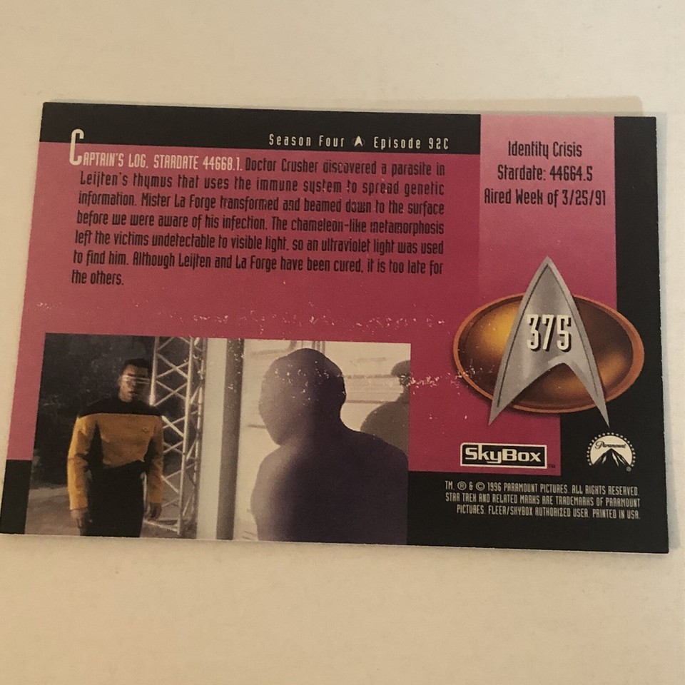 Star Trek The Next Generation Trading Card Season 4 #375 Levar Burton ...