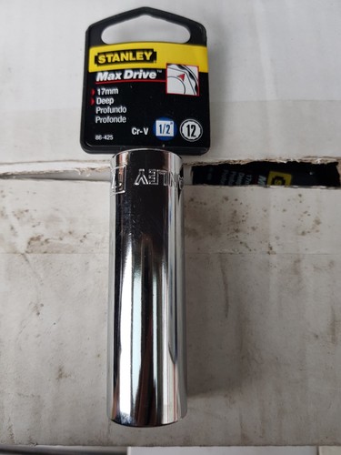 Deep Socket 17mm Stanley 1/2" Drive, 12 points. Chrome Vanadium. NO. 86 ...