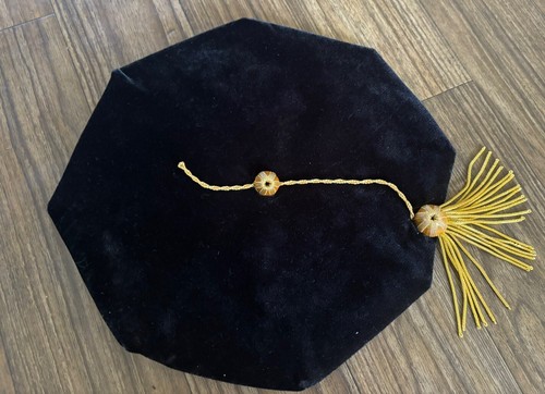 Doctoral Graduation Tam Unisex Black Velvet 8-Sided with Gold Bullion ...