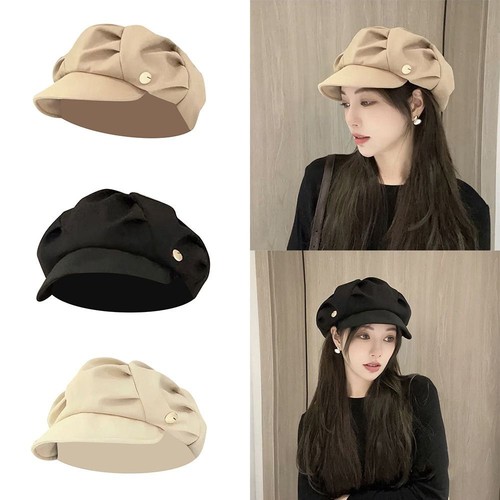 Breathable Octagonal Hat Layered Pleated Berets Newsboy Hats Autumn and ...