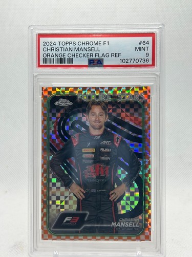 2024 Topps Chrome Formula 1 F1 Christian Mansell Orange Checker Flag /25 PSA 9 | eBay