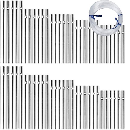 60 Pieces Wind Chime Tubes Parts Supplies Windchime String Metal Tubes ...