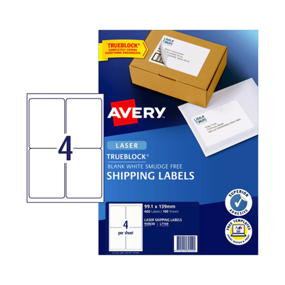 Avery Laser Shipping Label L7169 4Up Pack Of 100 | eBay Australia