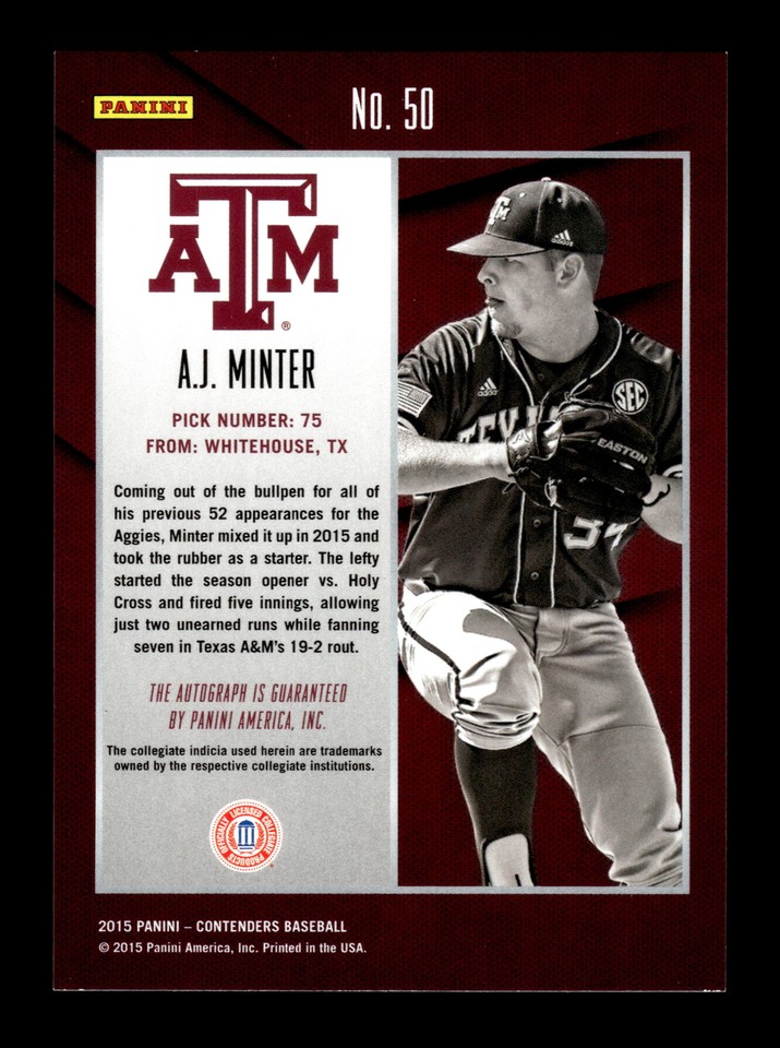 2015 Panini Contenders #50 A.J. Minter College Ticket Autographs | eBay